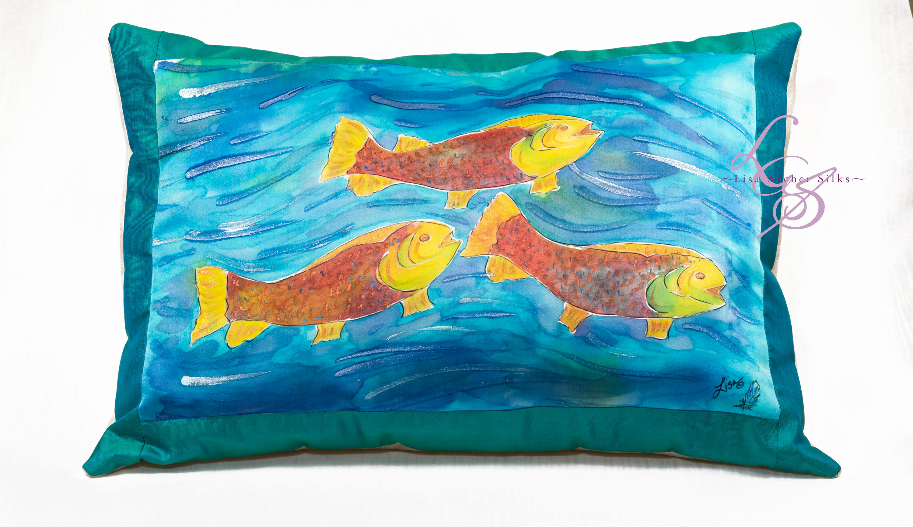 Montana Fish Pillow - Lisa Archer Silks