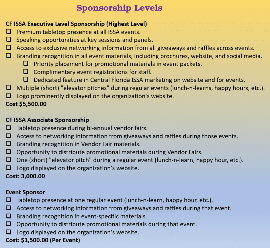 SPONSORSHIP - Central Florida ISSA