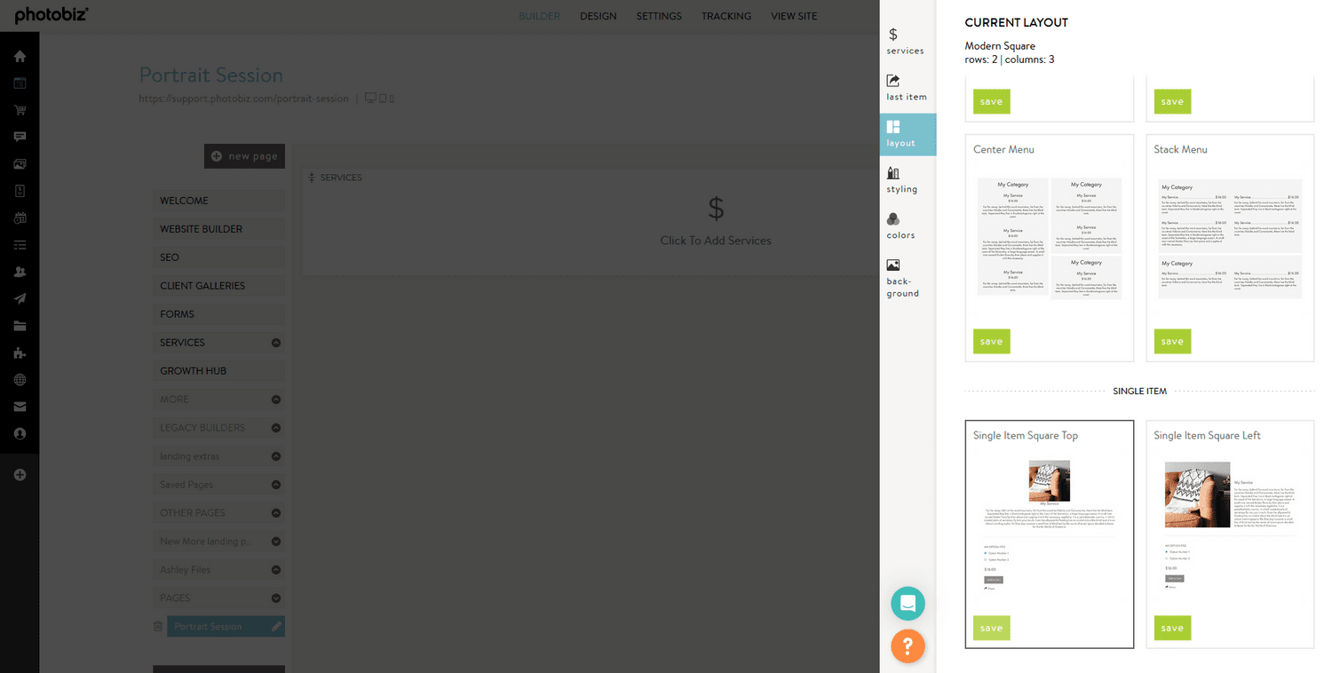 How To Use Services Blocks - PhotoBiz Knowledge Base