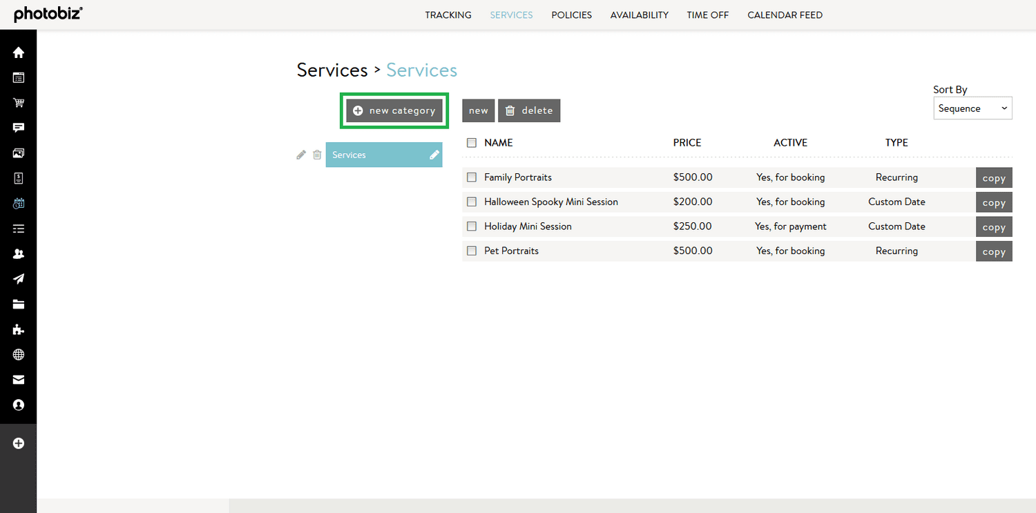 How To Create A Scheduler Service Category - PhotoBiz Knowledge Base