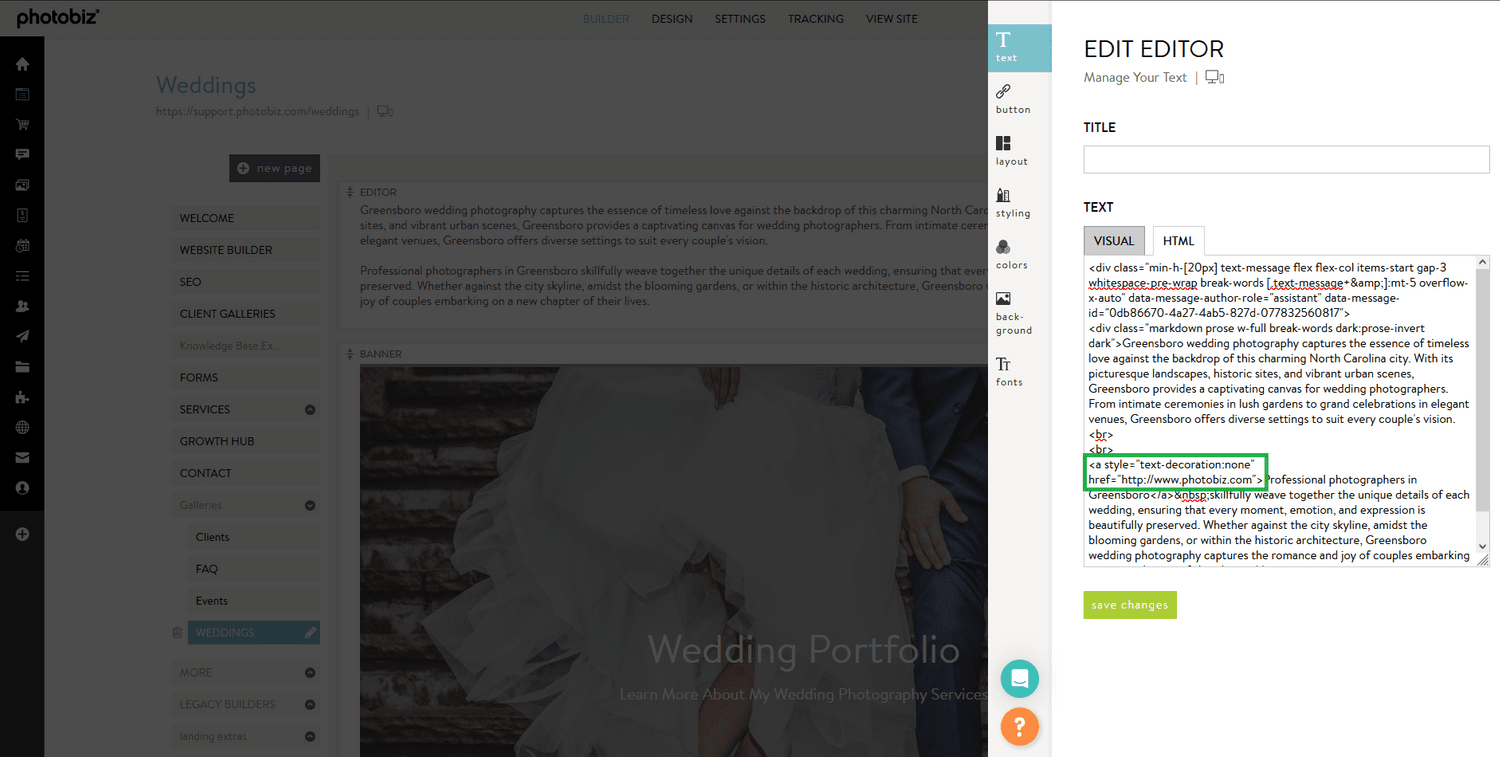 How To Remove The Underline from A Hyperlink in Text - PhotoBiz ...