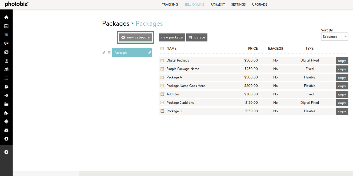 How Do I Create Package Categories? - PhotoBiz Knowledge Base