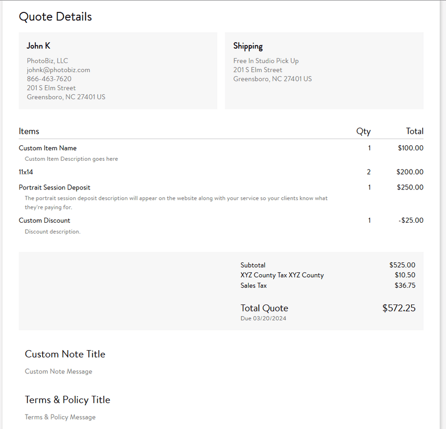 How To Include A Discount On A Quote - PhotoBiz Knowledge Base