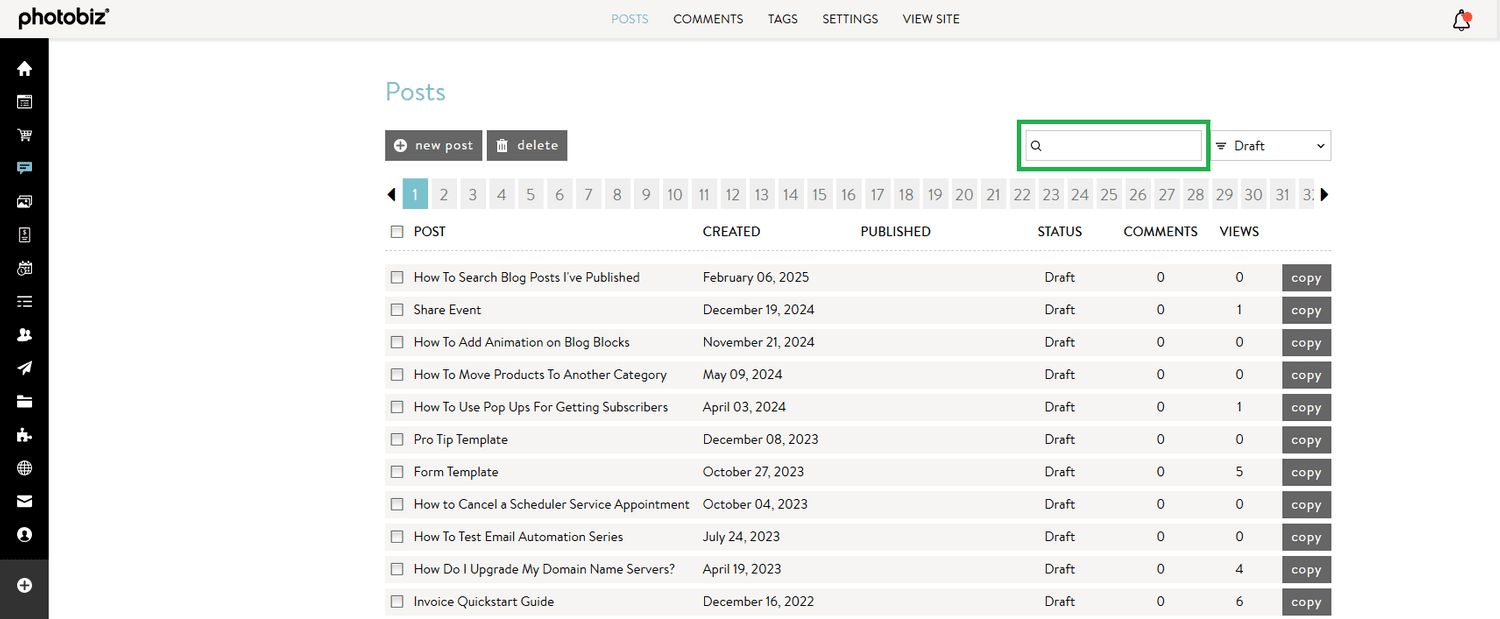 How To Search Blog Posts I've Published - PhotoBiz Knowledge Base