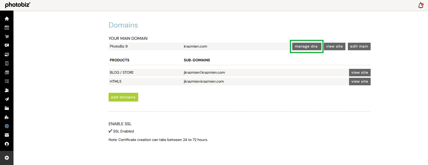 How to Add A CNAME in PhotoBiz - PhotoBiz Knowledge Base